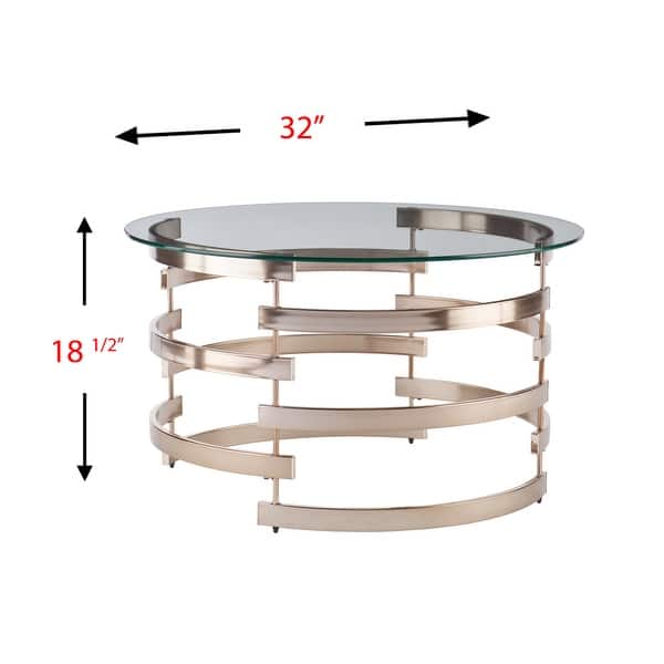 SEI Furniture Grant Modern Round Coffee Table with Glass Top - Bed Bath ...