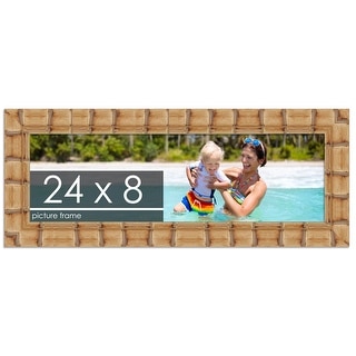 24x8 Bamboo Natural Complete Wood Picture Frame with UV Acrylic, Foam ...
