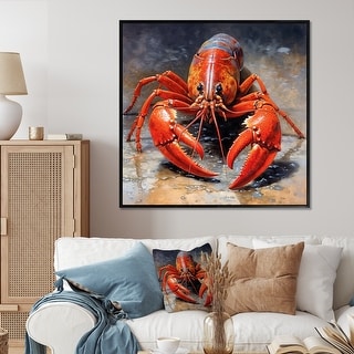 Designart "Freshwater Crawlers" Crayfish Framed Canvas Art Print - Bed ...