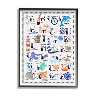 Stupell Educational Maritime Sea Life Ocean Creatures Alphabet Chart ...
