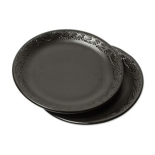 Novica Handmade Tradition In Black Ceramic Dinner Plates (Pair) - Bed ...