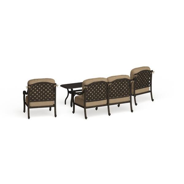 Sackville Cast Aluminum 4-piece Loveseat and Coffee Table Conversation ...