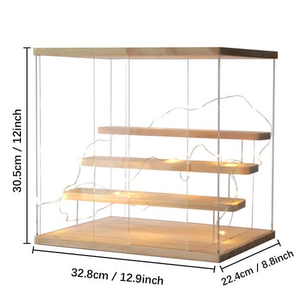Clear Acrylic 3 Tiers Display Case Stand with Light Strip - 12.9x8 ...