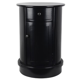 Keaton Round Wood Storage Side Table, Satin Black Finish - Bed Bath ...