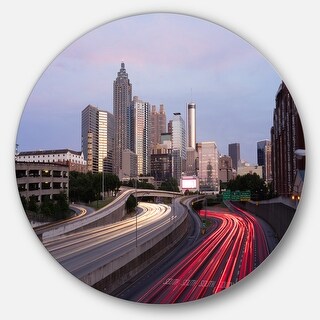 Designart 'Atlanta Georgia Rush Hour Traffic at Dusk' Cityscape Circle ...