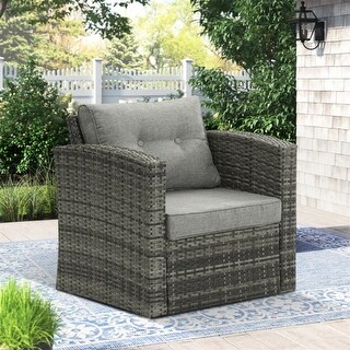 Comfortable Light Gray Single Sofa Chair Rattan Patio Outdoor Leisure ...