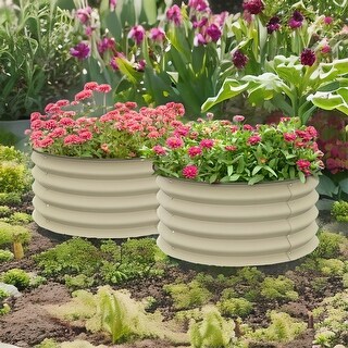 Outsunny Galvanized Raised Garden Bed Set of 2,Planters - Bed Bath ...