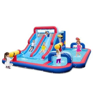 Costway Inflatable Water Slide Park Kids Bounce House Splash Pool - See ...