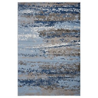 HomeRoots 8' X 10' Blue Abstract Area Rug - 8' x 10' - Bed Bath ...