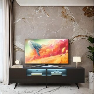 16-Colors TV Stand, Modern LED TV Console Table with Remote Control ...