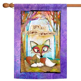 Purple and Brown Adventure Fox Outdoor House Flag 40" x 28" - Bed Bath ...