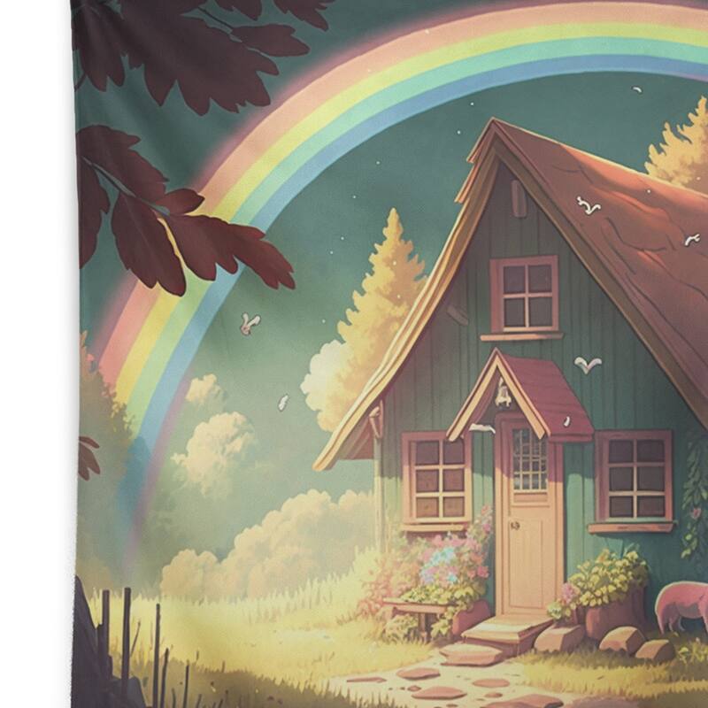 Designart 'Cozy Country Cottage Under The Rainbow I' Lake House Cottage ...