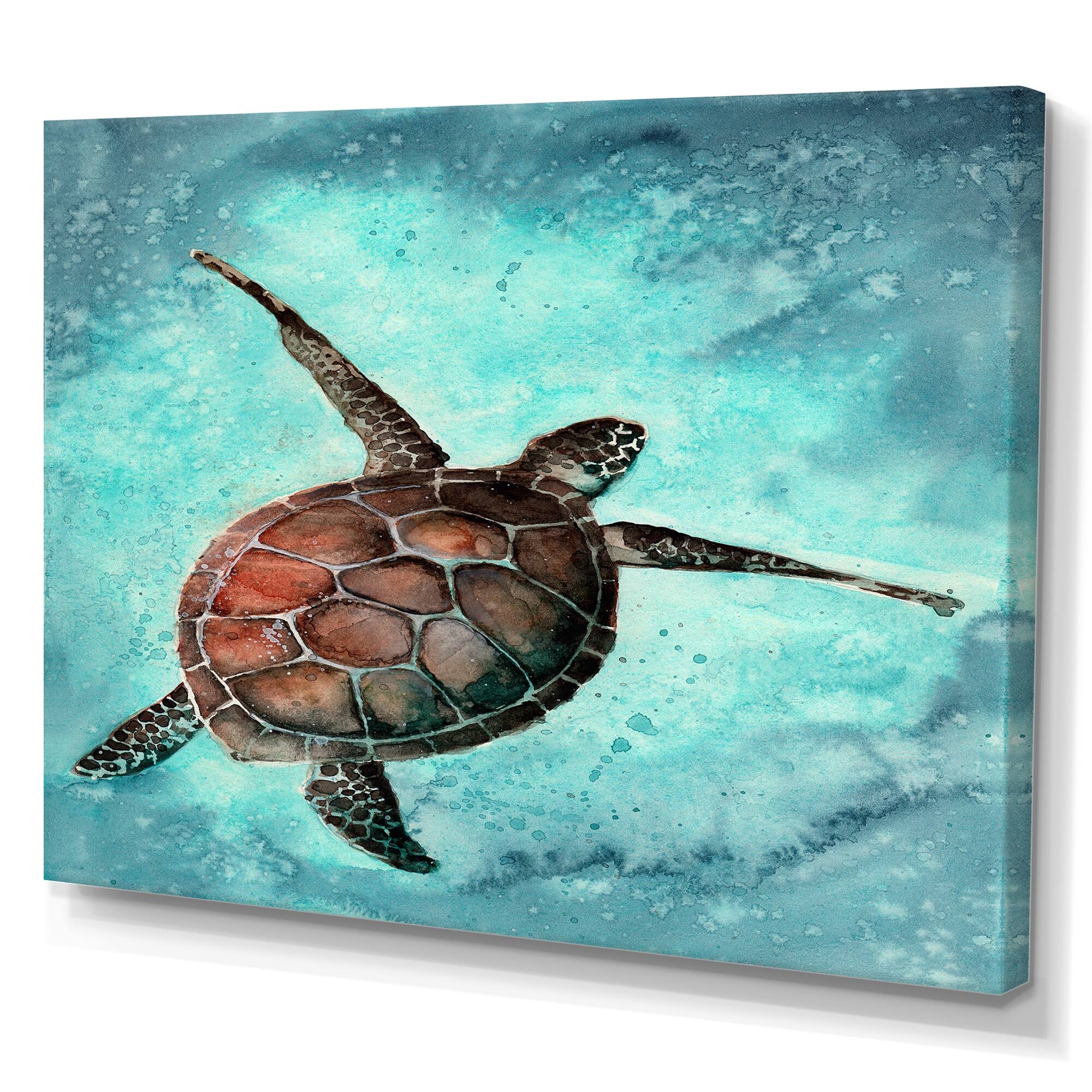 Designart Colorful Sea Turtle Swimming In The Ocean Nautical