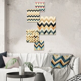 Designart "IVory Boho Accents Chevron I" Chevron Wall Art Set of 5 ...