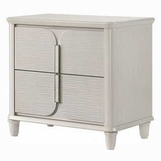 Veda Nightstand, Elegant Pearl White Wood, 2 Modern Drawers, 30 Inch ...