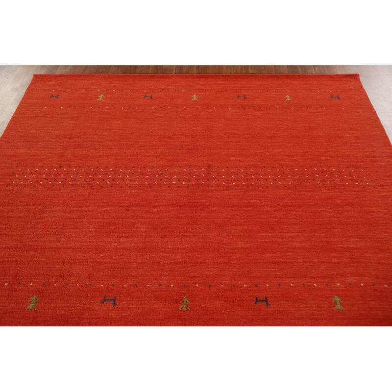Salmon Gabbeh Area Rug Hand-Knotted Wool Carpet - 6'6"x 9'9" - On Sale ...