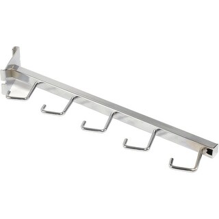 Nexel 5 Hook Tool Rail, Steel, 16"L, Lot of 6 - Chrome - 18"L x 1"W x 1 ...