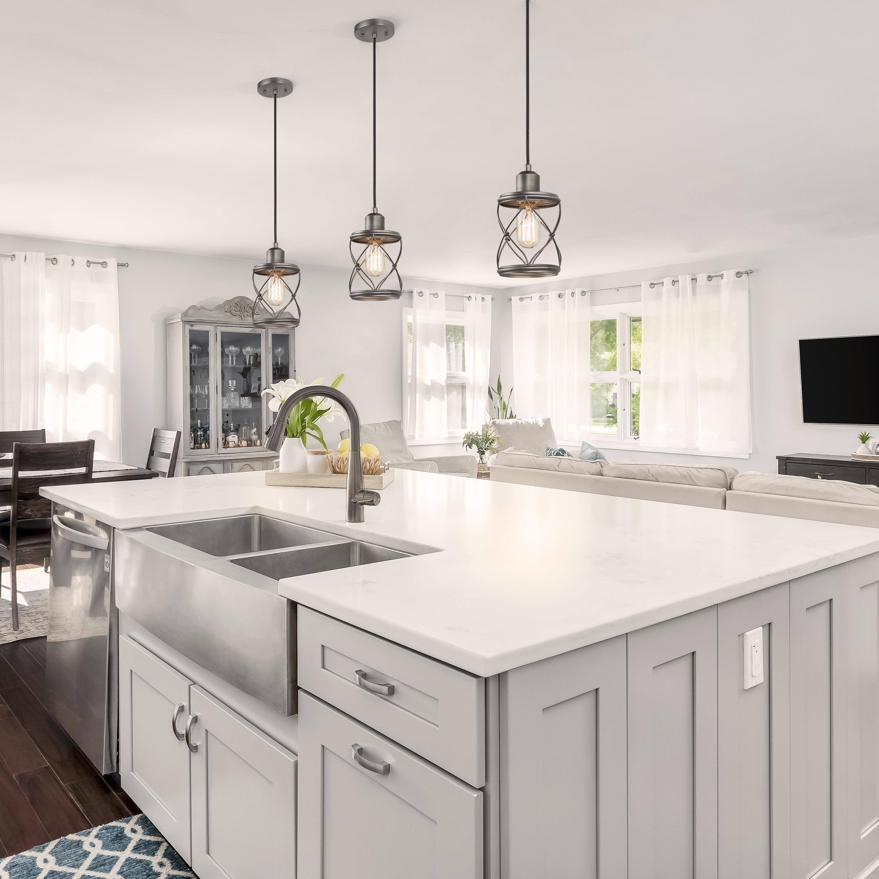 Modern Farmhouse 1-Light Metal Cage Pendant for Kitchen Island - D5"*H7.9" - Bed Bath & Beyond ...