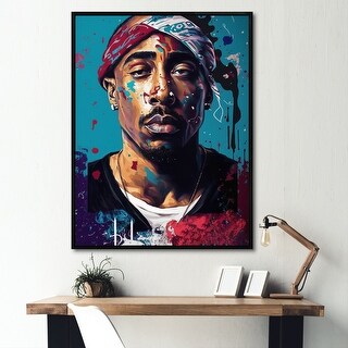 Designart "Tupac King Of Rap Ii" Celebrity Framed Wall Art For Living ...