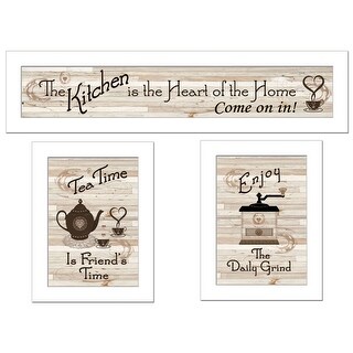 Set Of Three Kitchen Friendship Collection Iii 2 White Framed Print ...