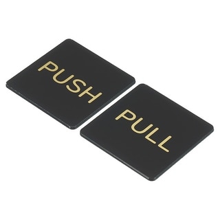 8Pcs Push Pull Door Sign Adhesive Square Acrylic Sticker Marker Black ...