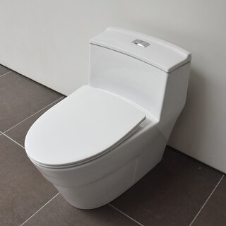Dual Flush One Piece Toilet with Comfortable Seat Height - N/A - Bed ...