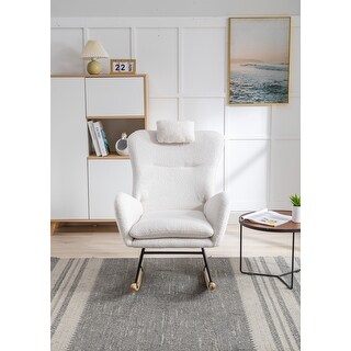 Comfy Wingback Glider Rocker with Safe Solid Wood Base for Living Room ...