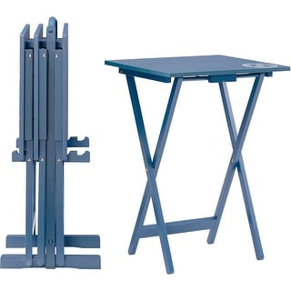 SAMM Navy Trey Table Set with Compass Accent Includes Four Trey Tables ...