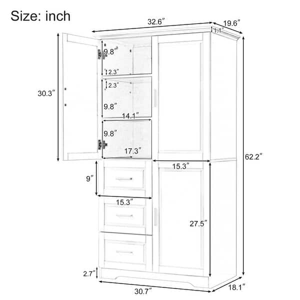 Tall and Wide Storage Cabinet with Doors for Bathroom/Office - Bed Bath ...