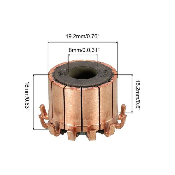 Electric Motor Commutator 12 Gear Teeth 8mm ID 19.2mm OD - Copper - Bed ...