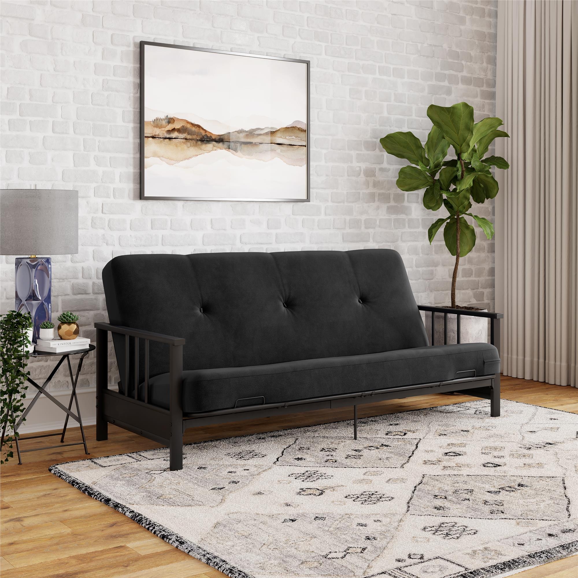 Avenue Greene Hank Full Metal Arm Black Futon Frame with 6 Mattress On Sale Bed Bath Beyond 36974929