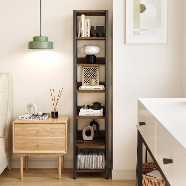 Narrow Bookshelf Tall Skinny Bookcase 6 Tier Storage Rack On Sale Bed Bath Beyond 39752688