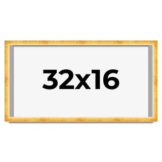 32x16 Shadow Box Frame Gold | 1.625 Inches Deep Real Wood Traditional ...