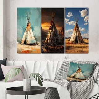 Designart "Turquoise Beige Native Tipi Whispers Of Spirit" Native ...