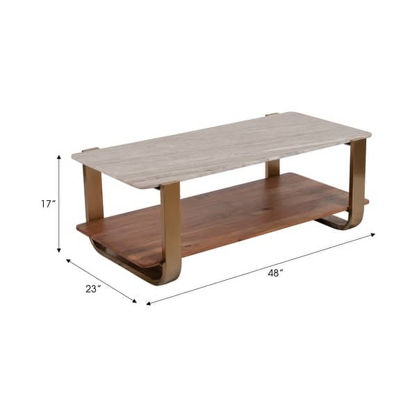 Sagebrook Home Modern Glam 17" Marble Top Rectangle Coffee Table - 48 ...