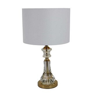 22 Inch Table Lamp, Modern Clear Glass Turned Body, Classic Gold ...