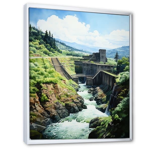 Designart "Dam Impressive Heights Pointillism II" Dams Framed Canvas ...