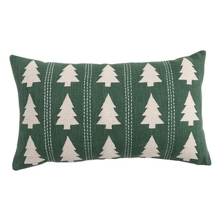 Slub Lumbar Pillow with Tree Pattern, Embroidery and Stitching - Bed ...