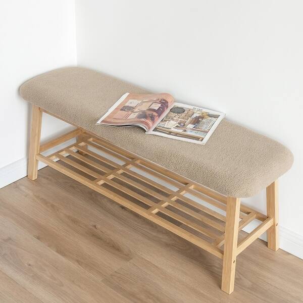 45 Inch Long Entryway Bench with Shoe Storage Shelf - On Sale - Bed ...