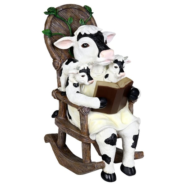 Exhart Solar Cow Family Reading a Story in a Rocking Chair Garden ...