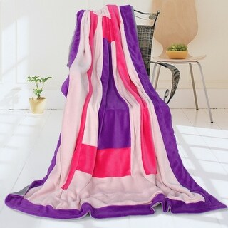 Violet Love Soft Coral Fleece Patchwork Throw Blanket (59 by 78.7 ...
