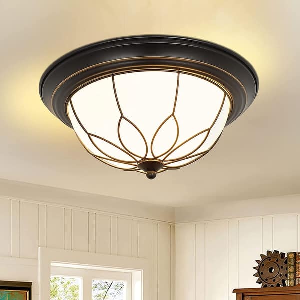 2 light 13 inch diameter ceiling light farmhouse flush mount ceiling ...