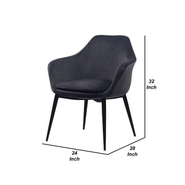 18 Inch Modern Dining Chair, Grey Velvet, Metal Legs - 24L x 28W x 32H ...