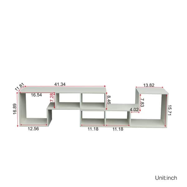 Abstract Living Room Bookcase Double L-Shaped Low Floor TV Stand with ...