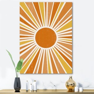 Designart "Minimalist Bright Shining Orange Sun Rays I" Modern Canvas ...