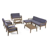 Grenada 8-piece Acacia Wood Sectional Chat Set by Christopher Knight ...
