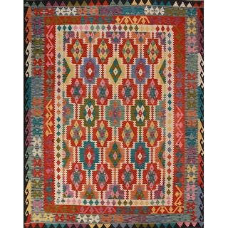 Kilim Oriental Rug Hand-Woven Multi-Color Wool Carpet - 8'3"x 9'7 ...