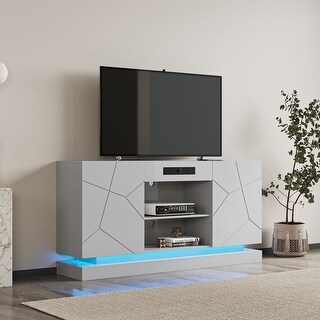 TV Cabinet 67" TV Stand Modern Design LED Media TV Console Table, Gray ...
