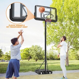 6 Gear 4.4FT-10FT Height Adjustable Outdoor Indoor Basketball Hoop ...