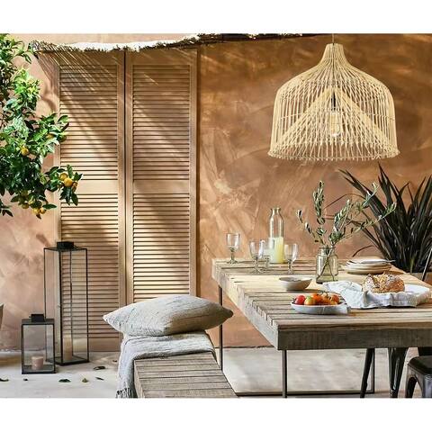 Natural Handmade Large Basket Pendant Light 22 in. - Overstock - 34442734